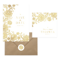 Trouwkaart save the date vintage kant goud | Kaartje2go