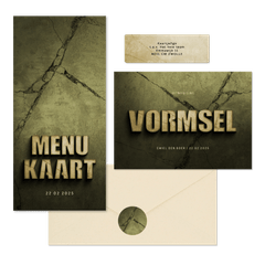Menukaart vormsel stoer filmposter donkergroen | Kaartje2go