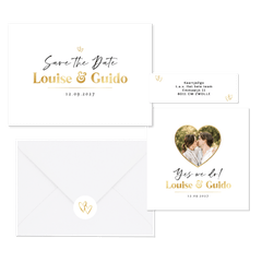 Trouwkaart save the date goud hartjes foto | Kaartje2go