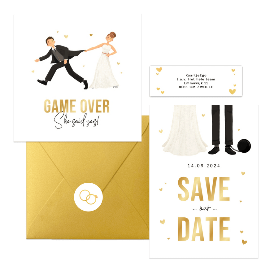 Grappige trouwkaart cartoon humor uitnodiging | Kaartje2go