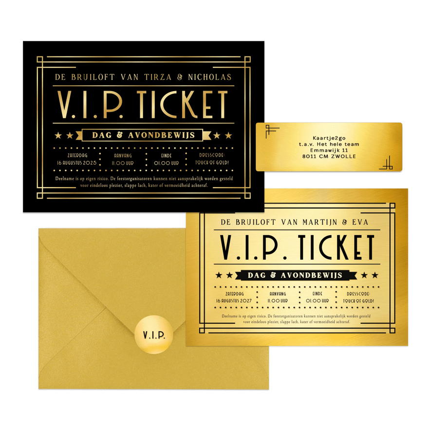Originele VIP-ticket uitnodiging bruiloft met | Kaartje2go