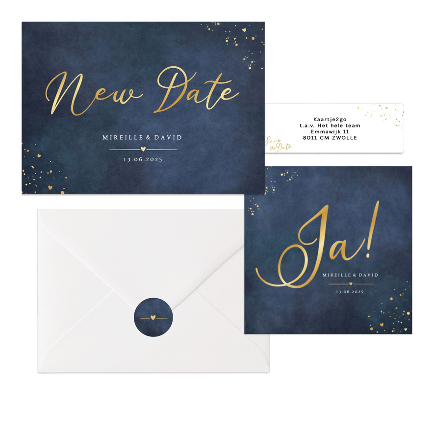 Stijlvolle New Date- Change the Date kaart | Kaartje2go