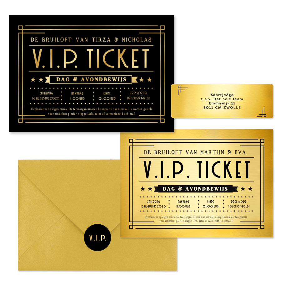 Originele VIP-ticket uitnodiging bruiloft met | Kaartje2go