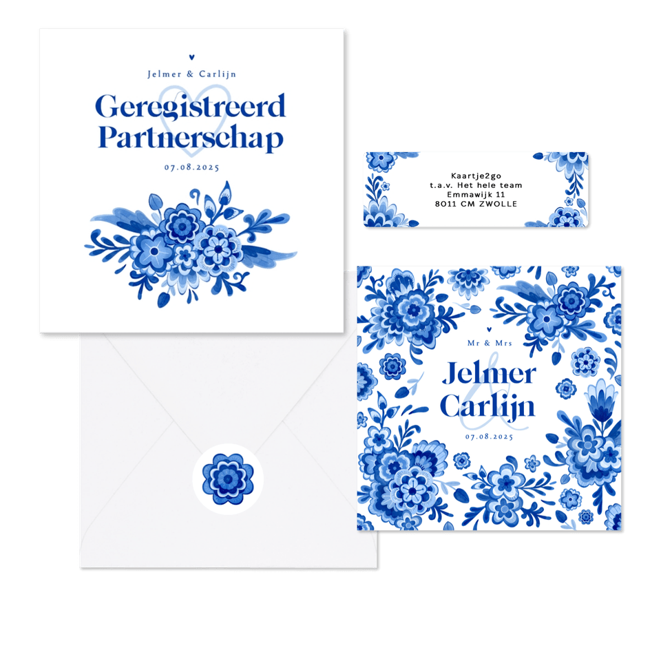 Uitnodiging geregistreerd partnerschap bloemen | Kaartje2go
